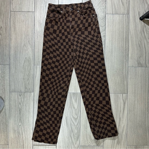 Divided | Jeans | Hm Divided Brown Checkered 9s Style High Waist Wide ...
